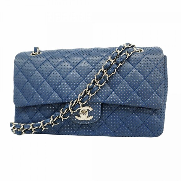 CHANEL | Bags | Chanel Shoulder Bag Matelasse W Chain Lambskin Blue ...
